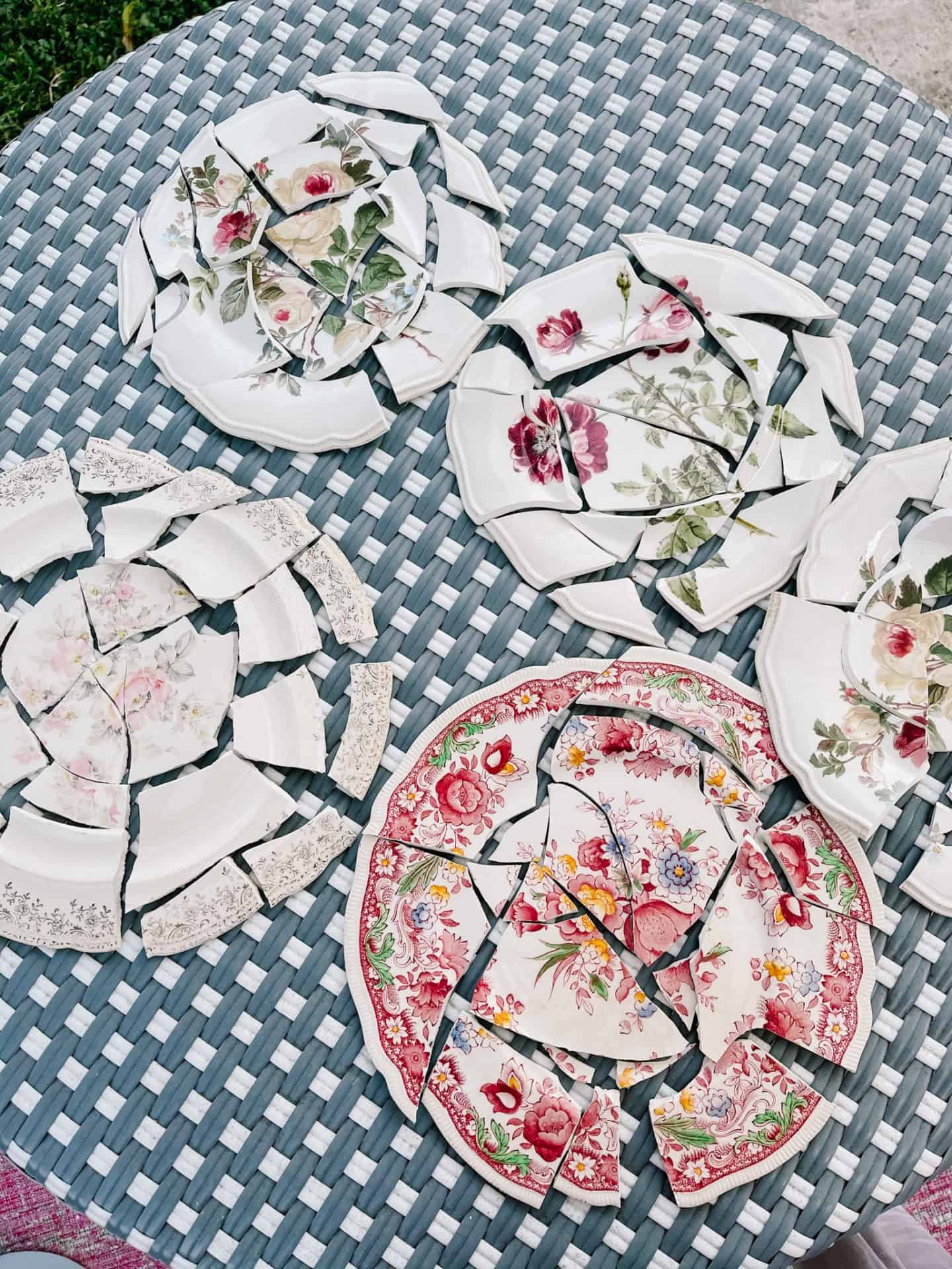 Diy Mosaic Table Top With Broken Dishes At Home With Ashley